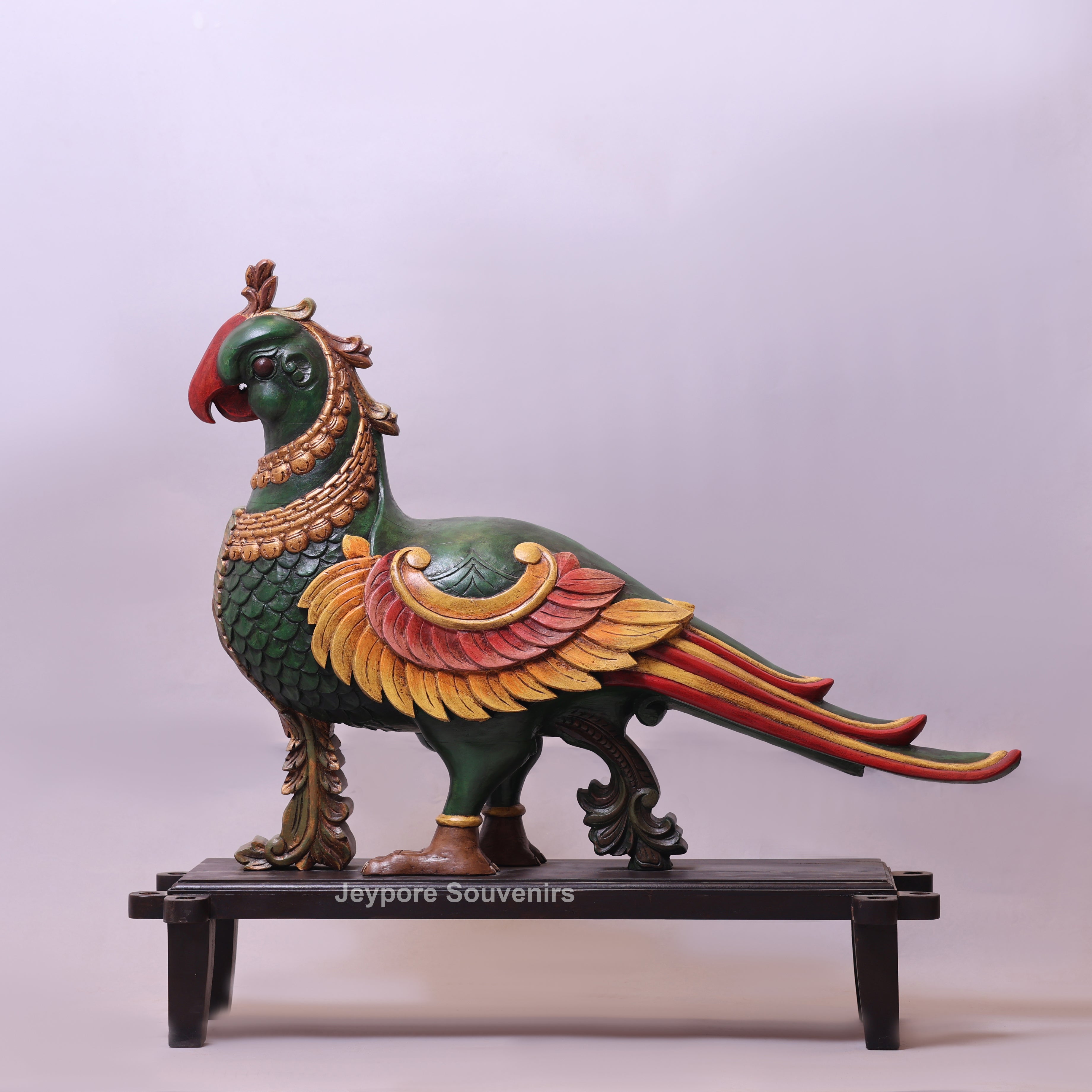 Buy Handcrafted Decorative Wooden Anna Pakshi (Parrot Vahan) Statue ...
