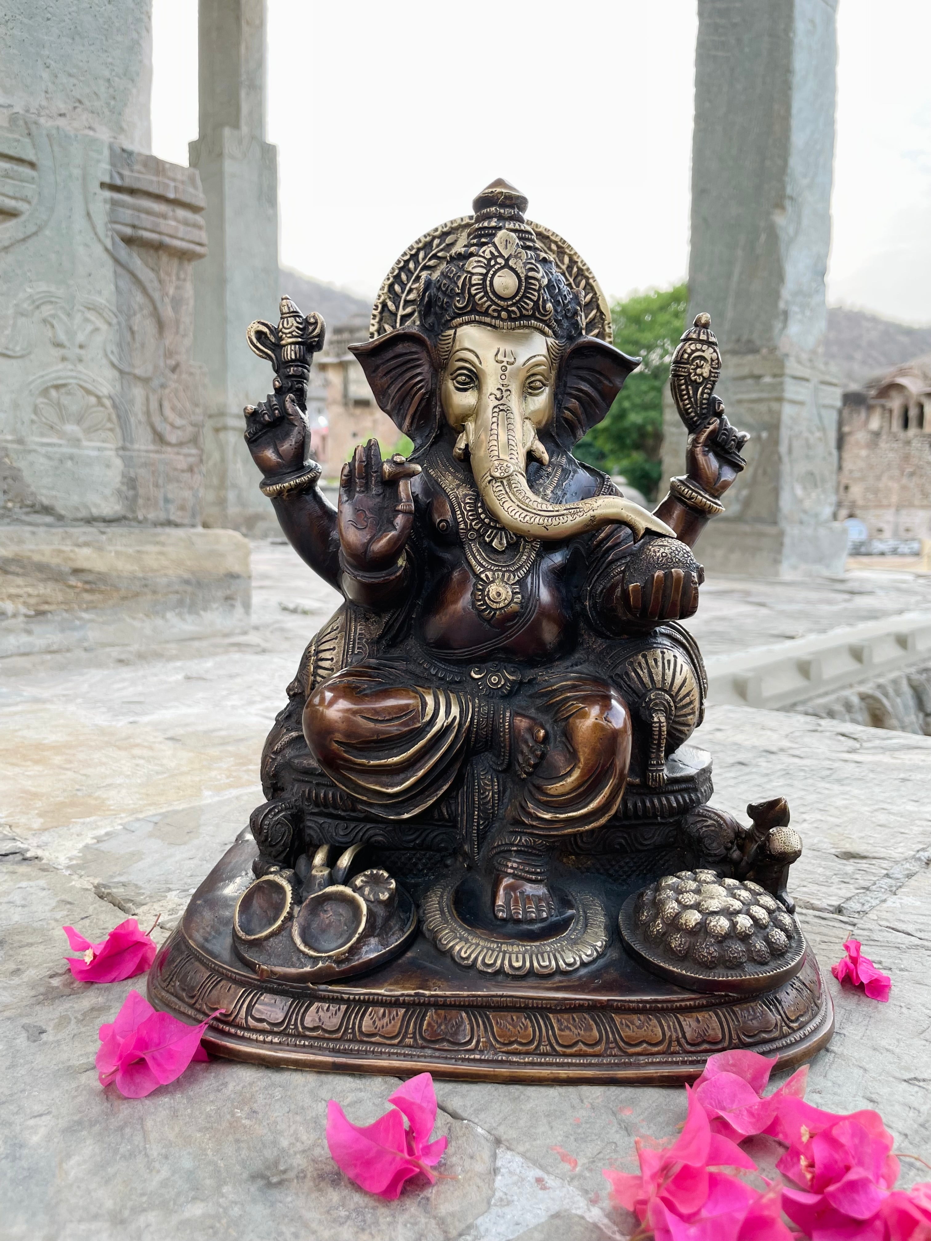 12 inches Handcrafted Lord Ganesha statue in solid brass – Jeypore ...